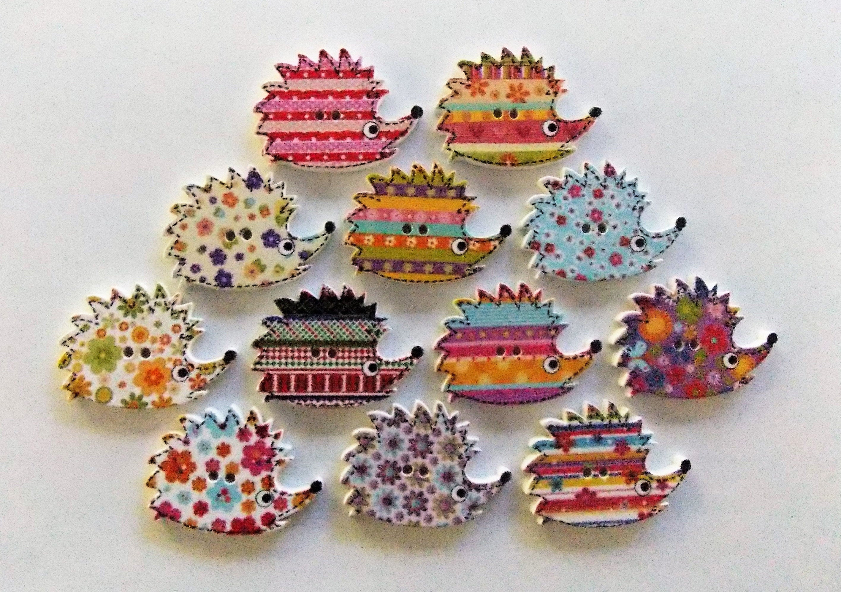 Hedgehog Buttons Wooden Buttons Sewing Supplies Animal | Etsy