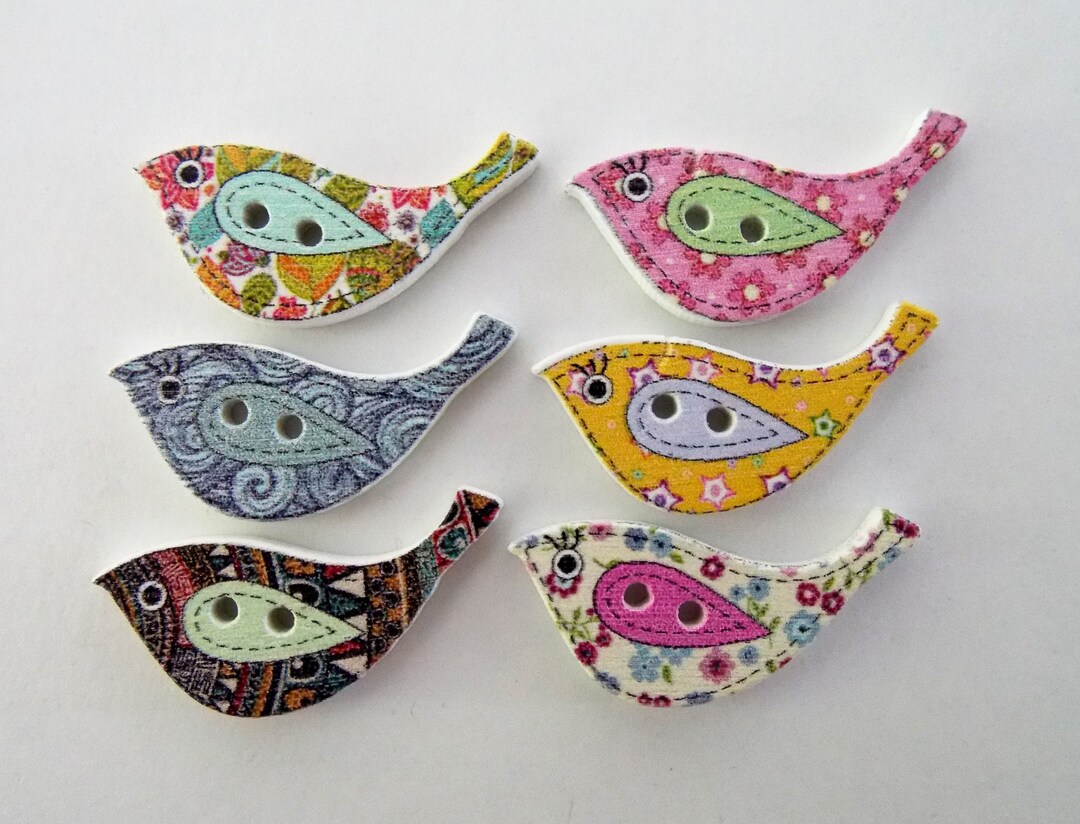 Bird Buttons, Chick Buttons, Wooden Buttons, Sewing Supplies ...