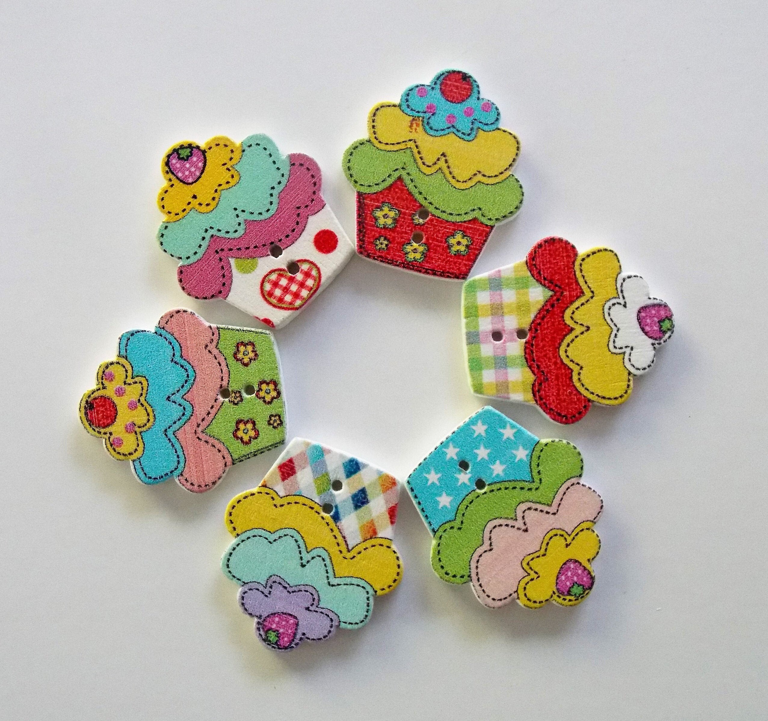 Cupcake Buttons Cake Buttons Wooden Buttons Sewing - Etsy