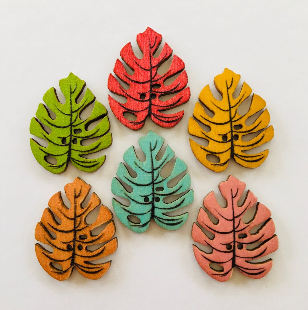 Leaf Buttons, 30mm Wooden Buttons, Sewing Supplies, Tree Buttons ...