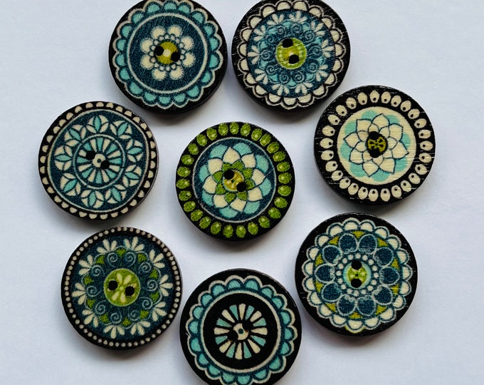Patterned Buttons, 20mm Buttons, Bohemian Buttons, Sewing Supplies ...