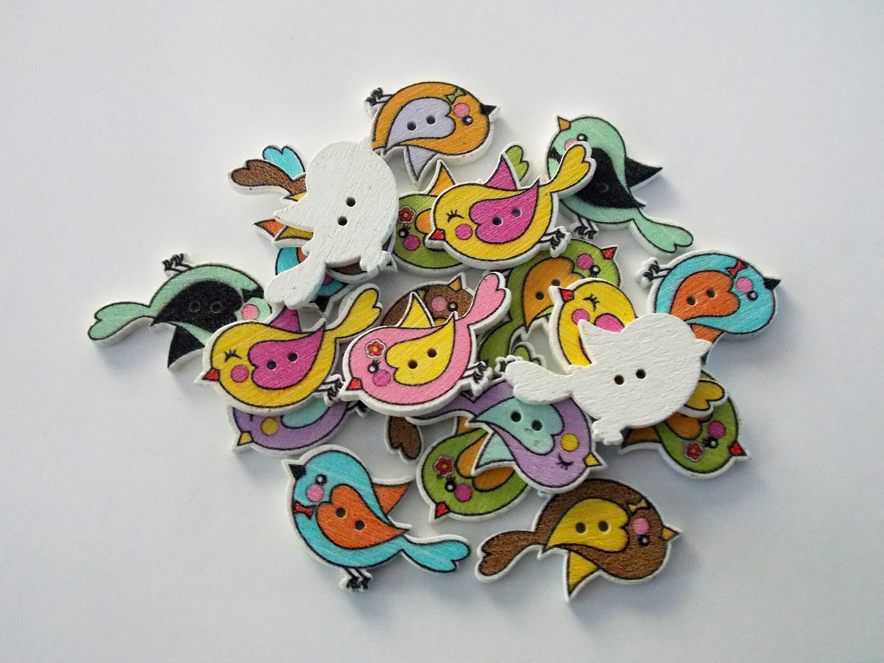 Bird Buttons, Wooden Buttons, Chick Buttons, Sewing Supplies ...