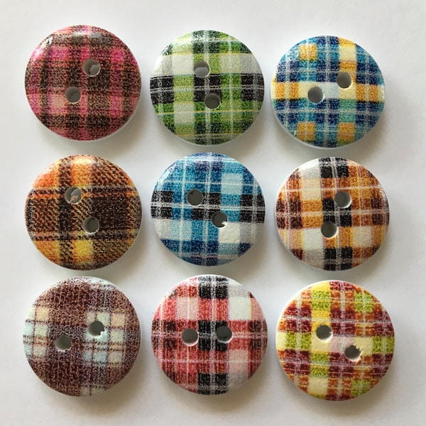 Plaid Buttons - Etsy