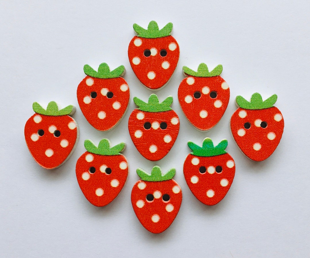 Strawberry Buttons Wooden Buttons Red Buttons Fruit - Etsy