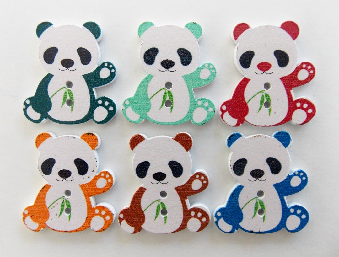 Panda Buttons, 30mm Wooden Buttons, Sewing Supplies, Bear Buttons ...
