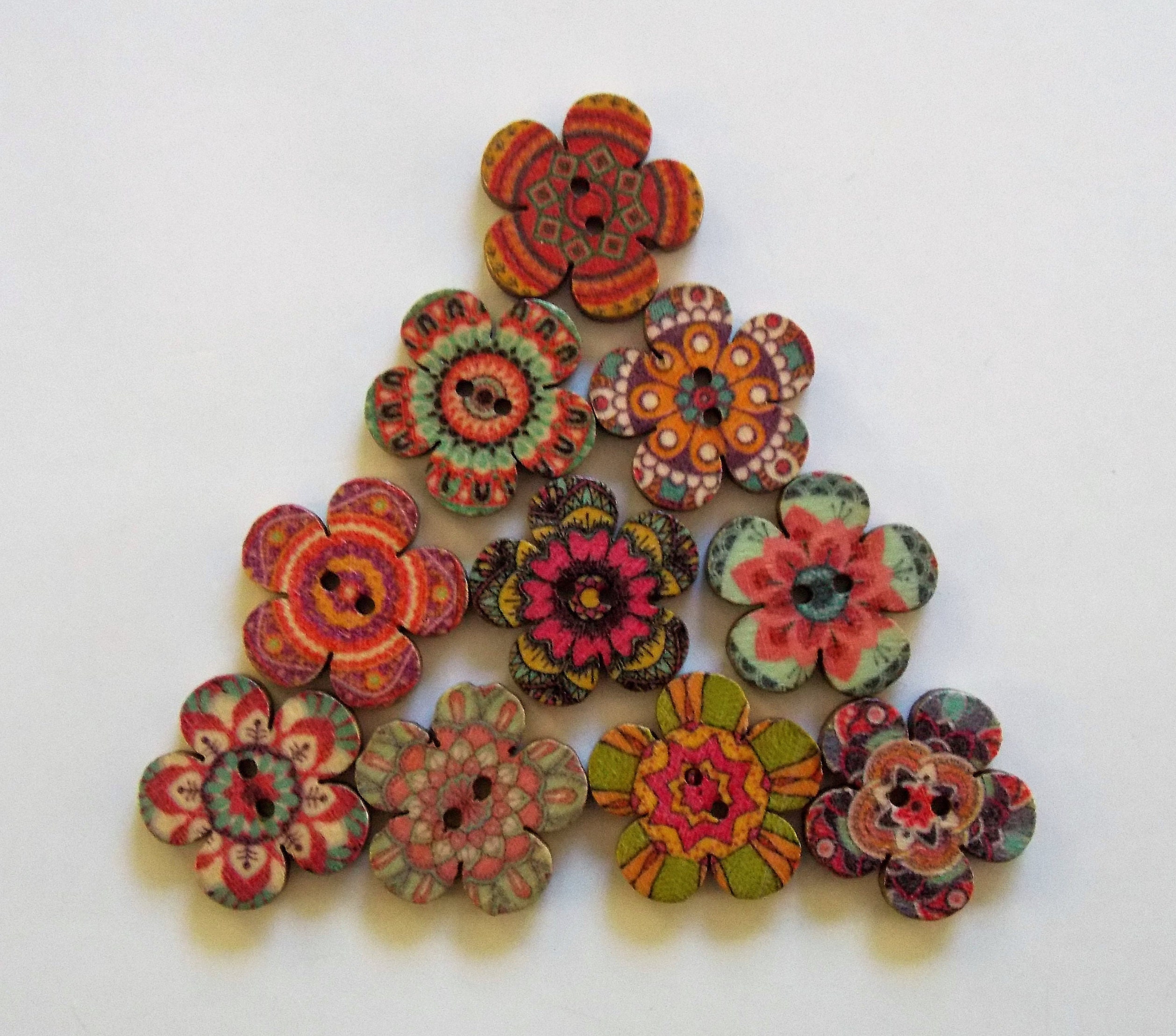 Flower Buttons Patterned Buttons Floral Buttons Bohemian | Etsy