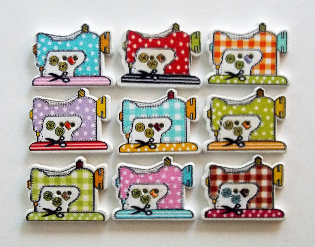 Sewing Machine Wooden Buttons, Colorful Craft Embellishments - Etsy
