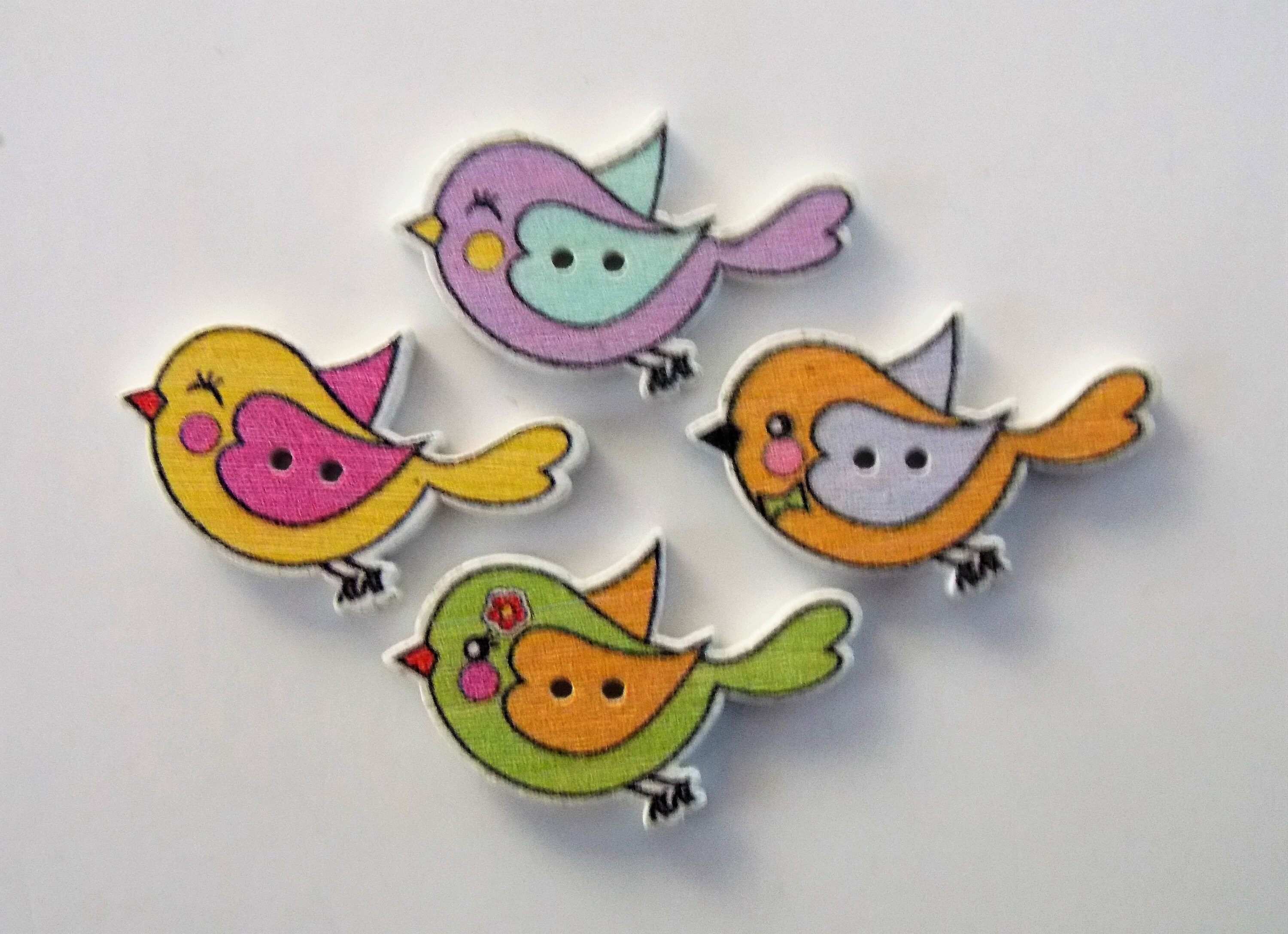 Bird Buttons, Wooden Buttons, Chick Buttons, Sewing Supplies ...