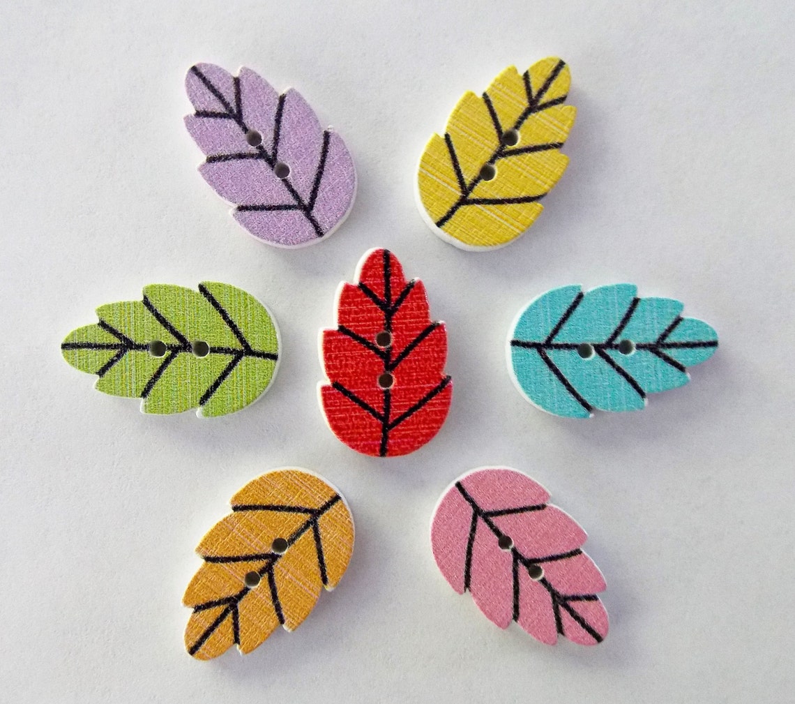 Leaf Buttons Wooden Buttons Sewing Supplies Tree Buttons - Etsy