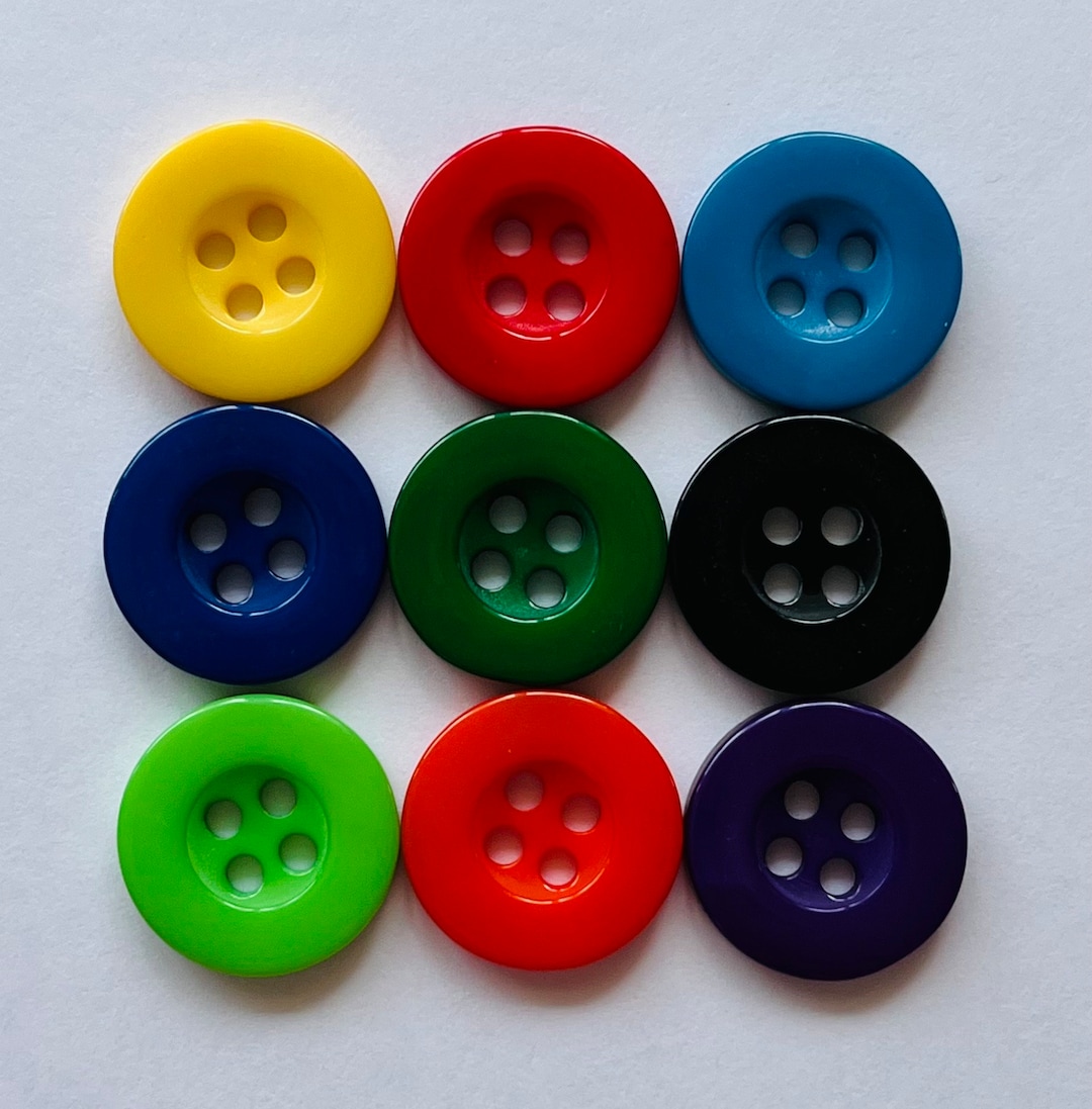 Coloured Buttons, 15mm Resin Buttons, Red Buttons, Sewing Supplies ...