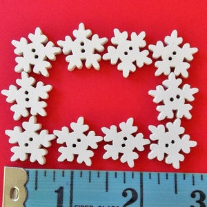 White Snowflake Buttons, Wooden Buttons, White Buttons, Sewing Supplies ...