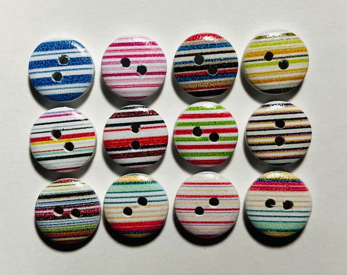 Striped Buttons, 13mm Buttons, Pink Buttons, Blue Buttons, Sewing ...
