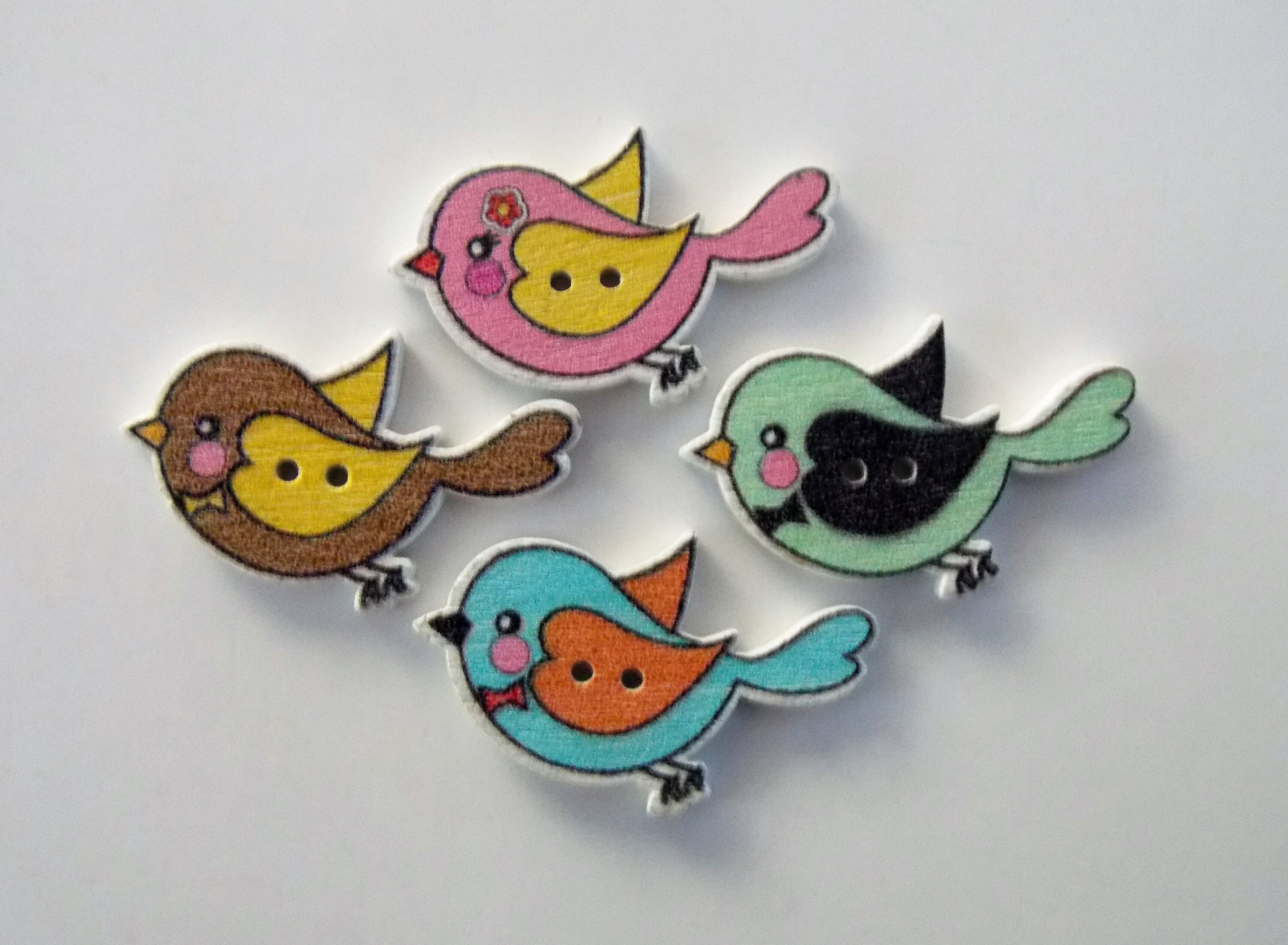 Bird Buttons, Wooden Buttons, Chick Buttons, Sewing Supplies ...