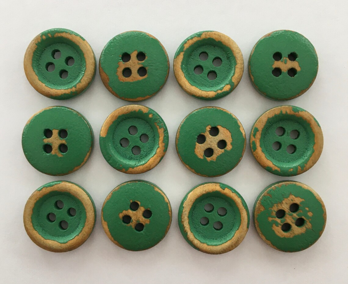 Vintage Style Buttons Green Buttons Sewing Supplies Rustic - Etsy