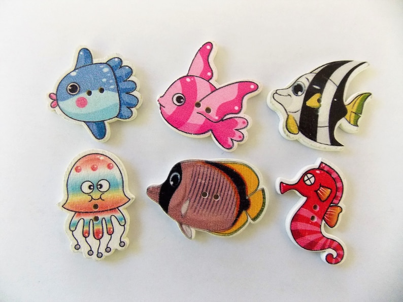 Fish Buttons Under the Sea Buttons Sewing Supplies | Etsy