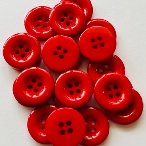 Red Buttons, 18mm Buttons, Resin Buttons, Sewing Supplies ...
