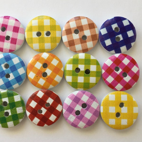 Plaid Buttons - Etsy
