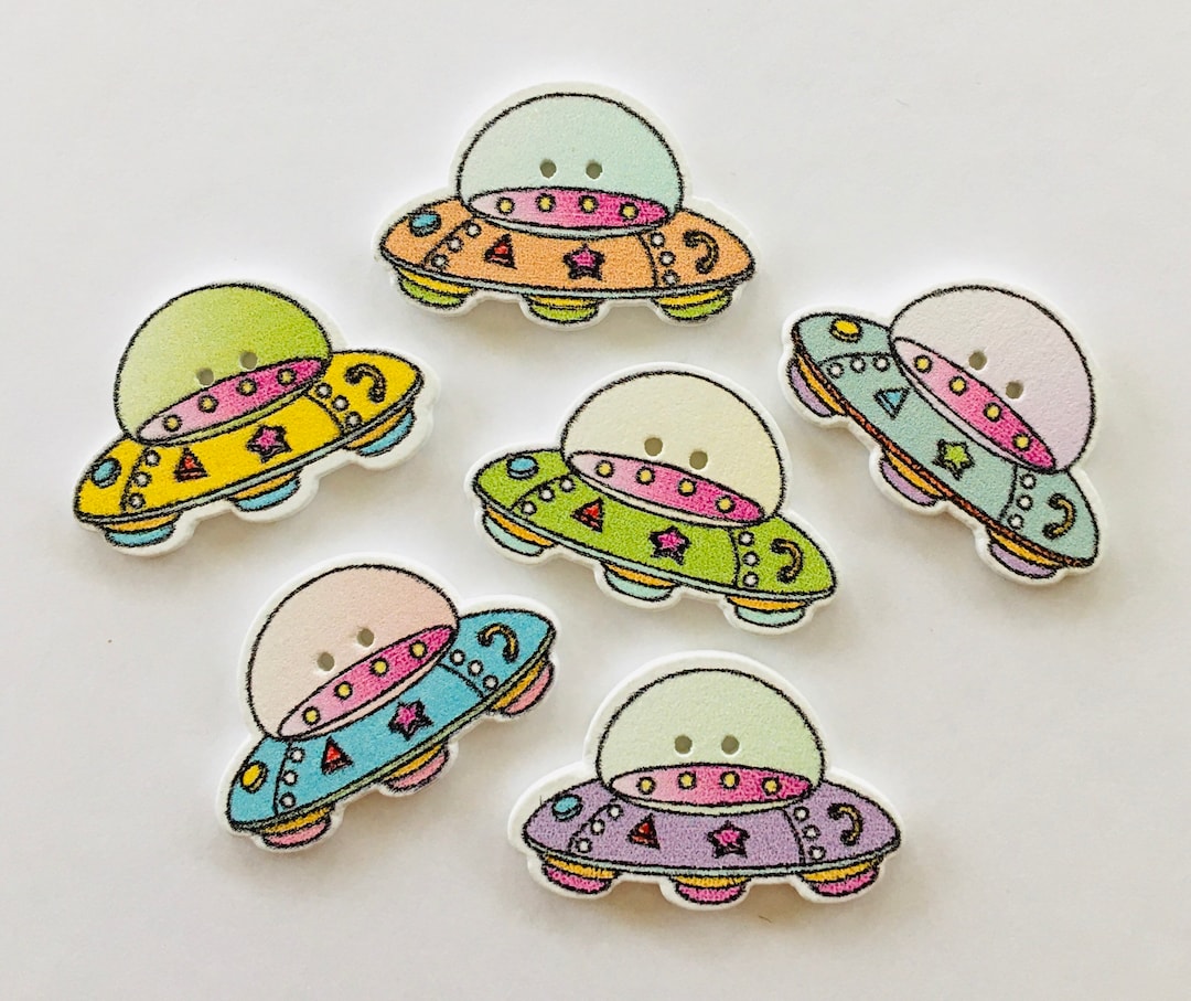 Spaceship Buttons, 30mm Buttons, Space Buttons, Alien Buttons, UFO ...