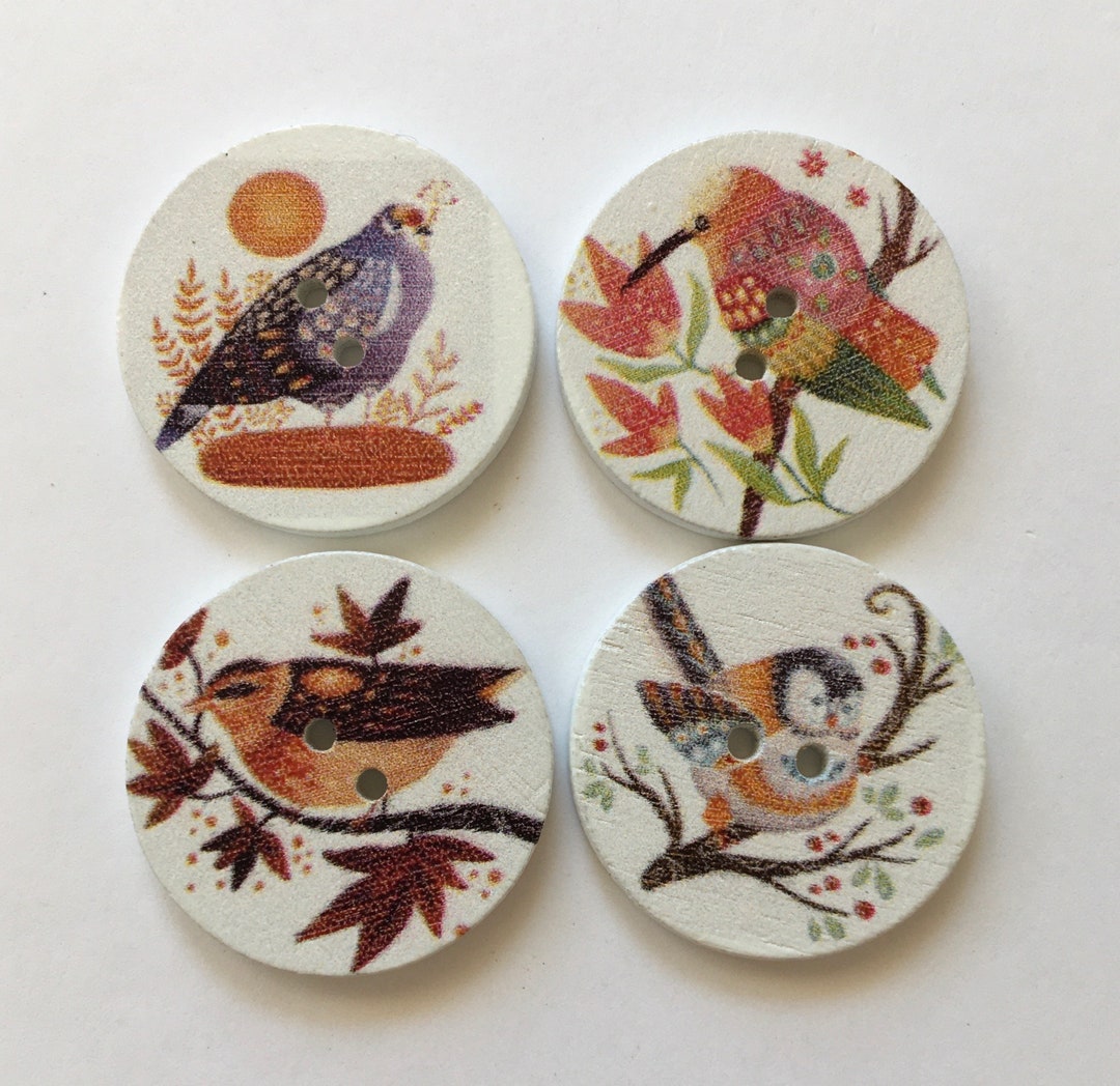 Bird Buttons, 1” Buttons, Hummingbird Buttons, Sewing Supplies ...