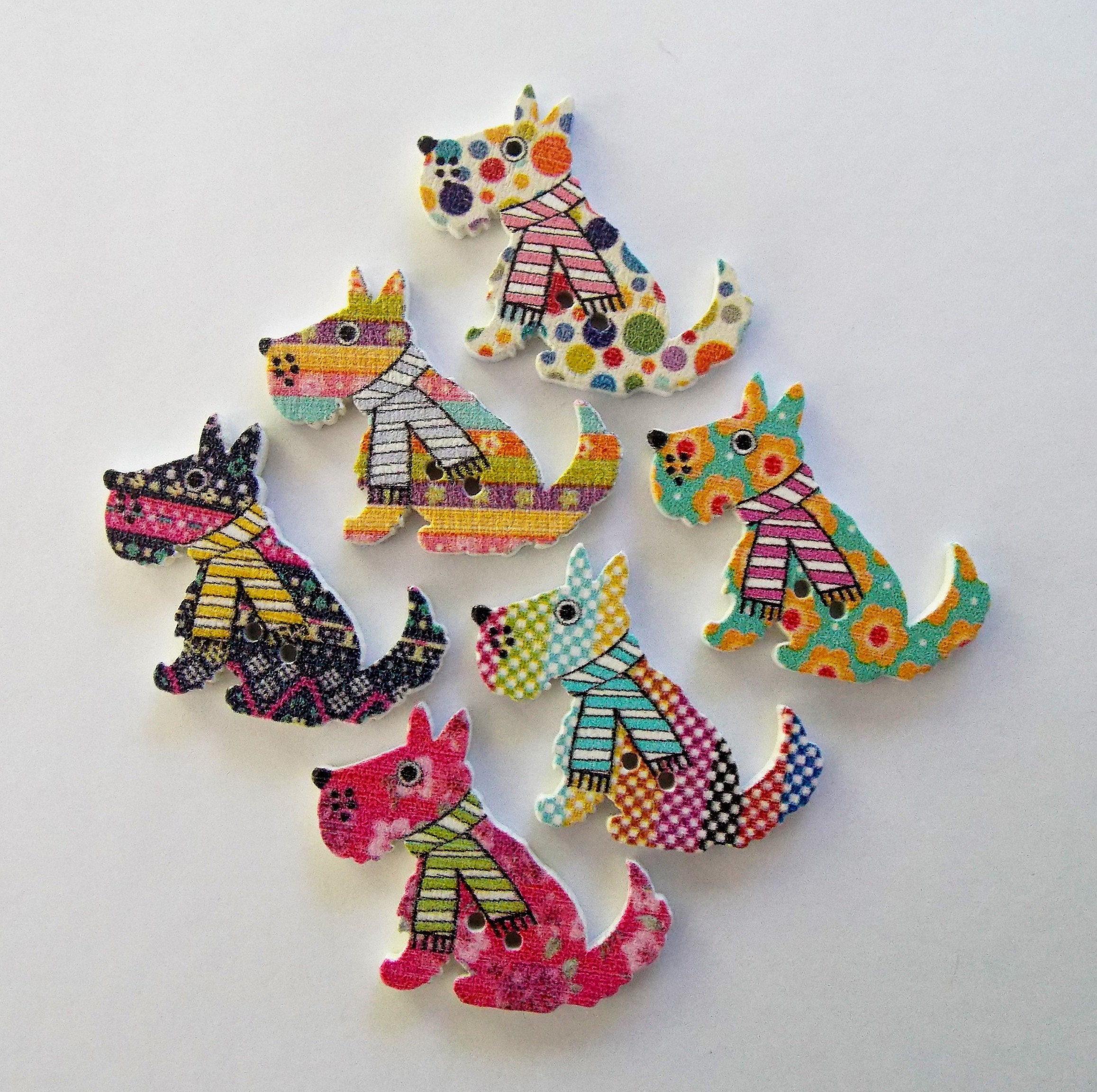 Dog Buttons Canine Buttons Scottie Dog Buttons Wooden | Etsy