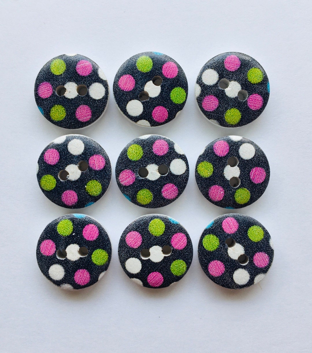 Polka Dot Buttons, 15mm Buttons, Black Buttons, Spot Buttons, Sewing ...