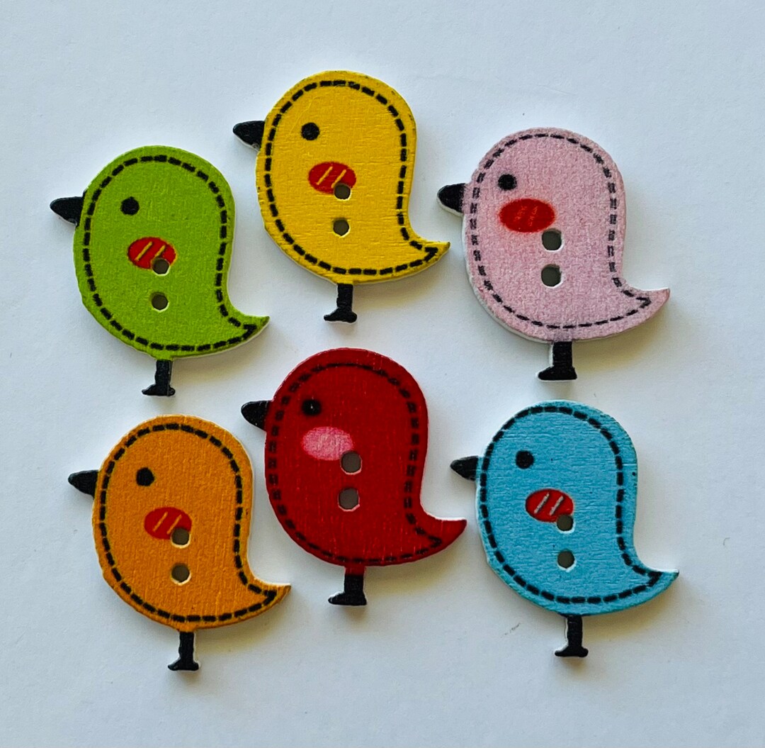 Bird Buttons, Wooden Buttons, Sewing Supplies, Birdie Buttons ...