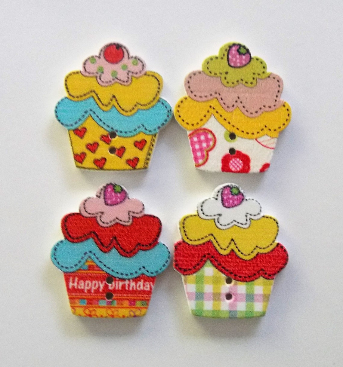 Cupcake Buttons Cake Buttons Wooden Buttons Sewing - Etsy