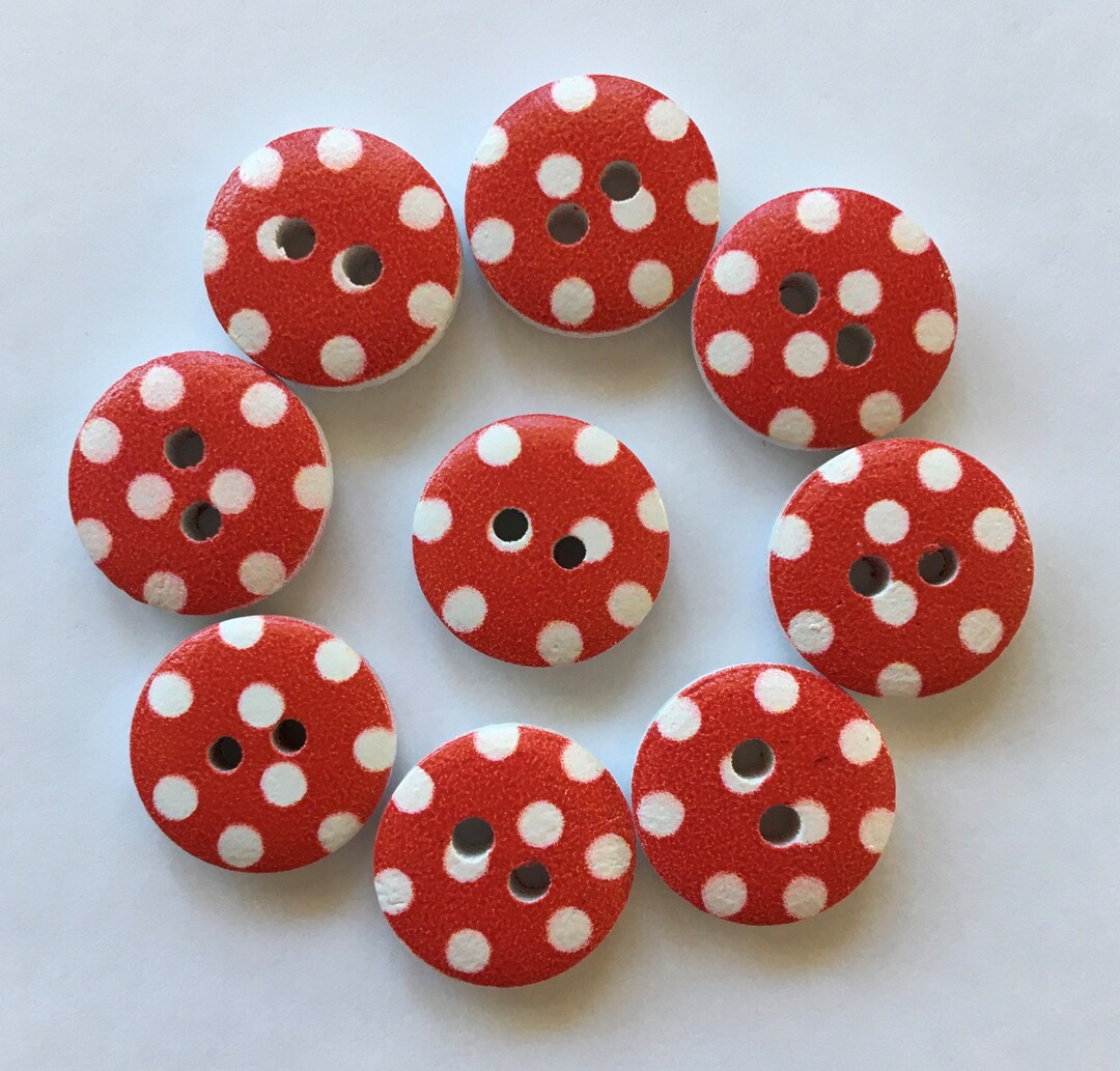 Polka Dot Buttons, Red Buttons, Spotted Buttons, Sewing Supplies ...