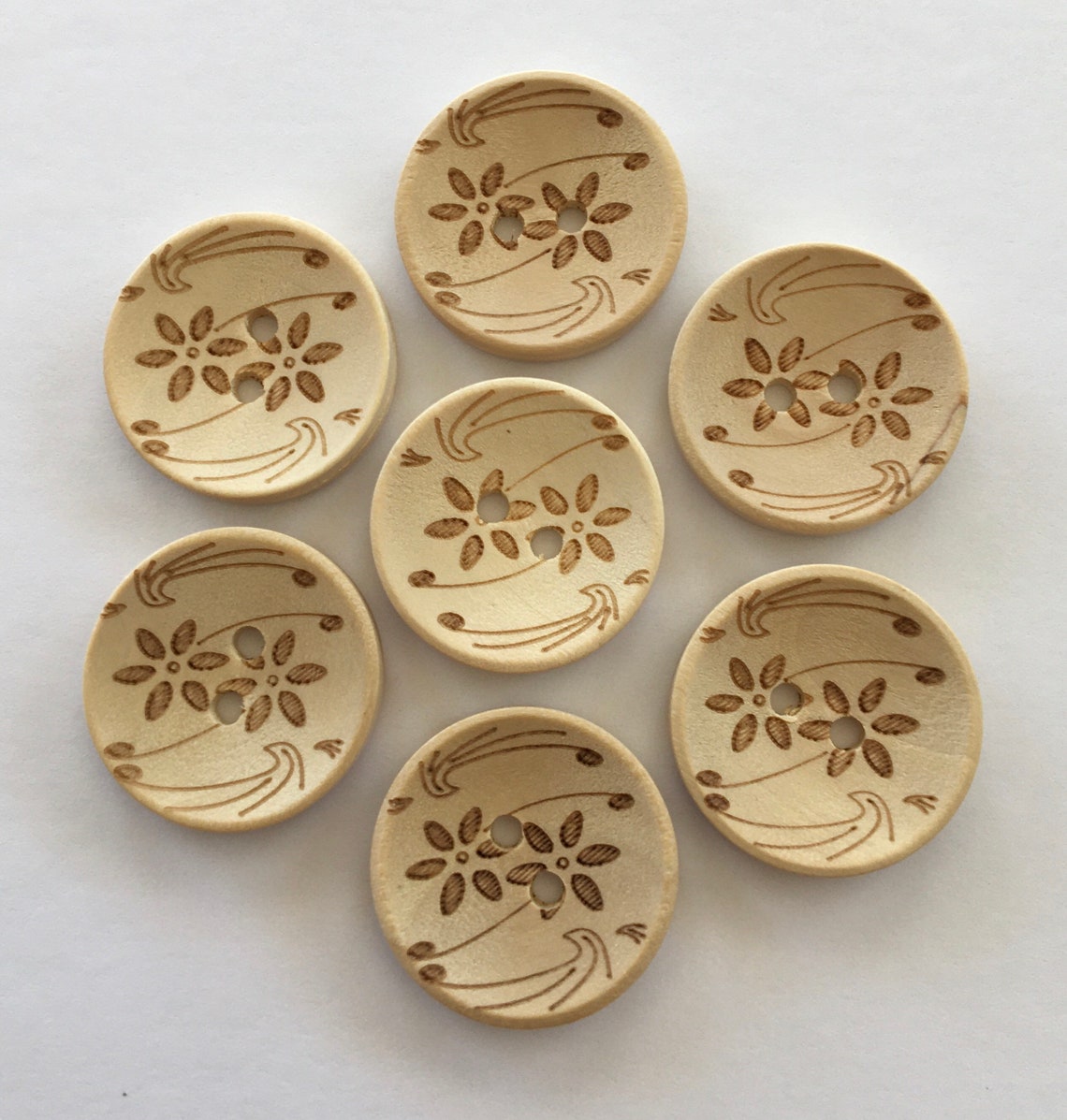 Flower Buttons Natural Buttons Rustic Buttons Wooden - Etsy