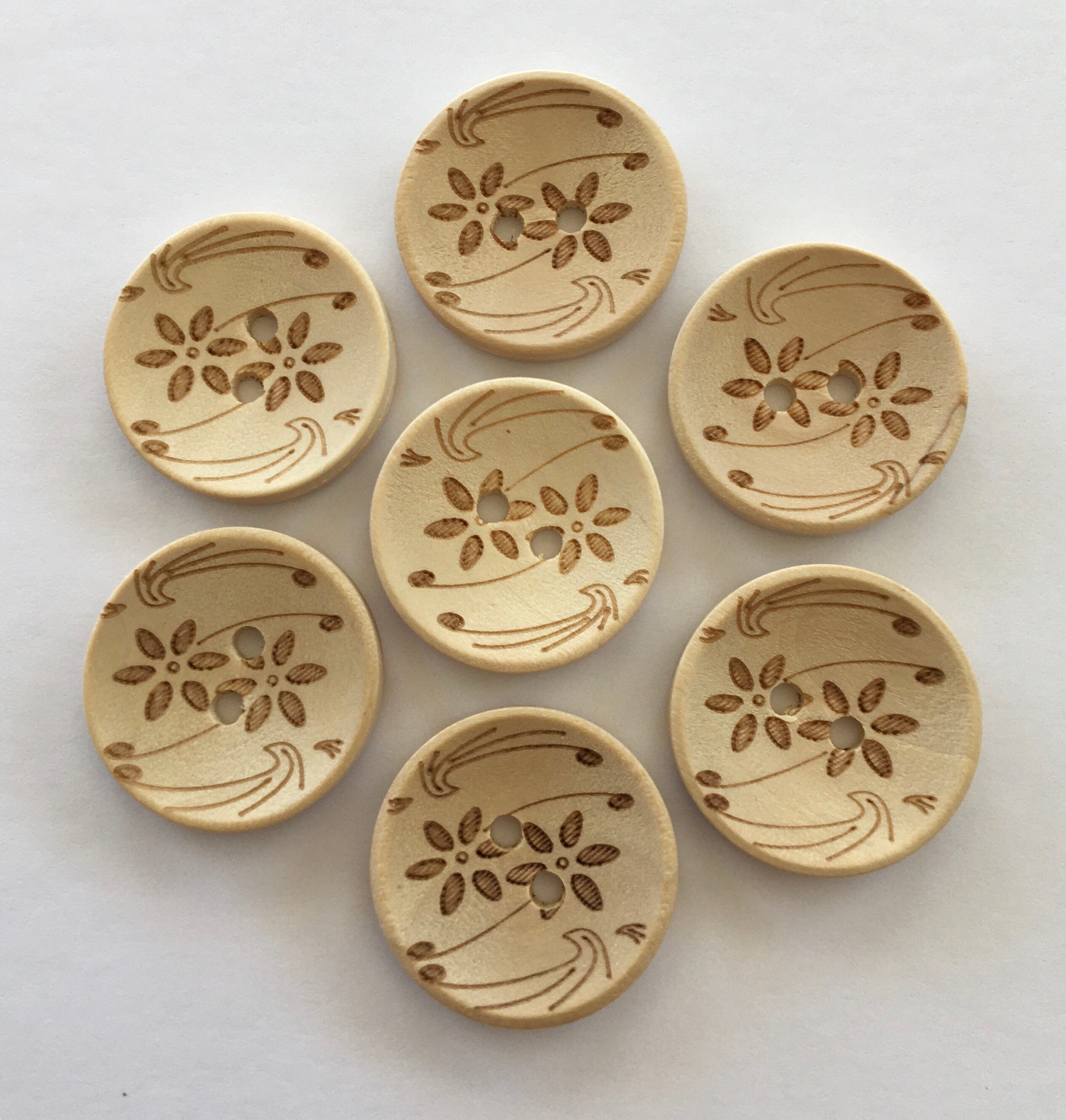 Flower Buttons Natural Buttons Rustic Buttons Wooden - Etsy
