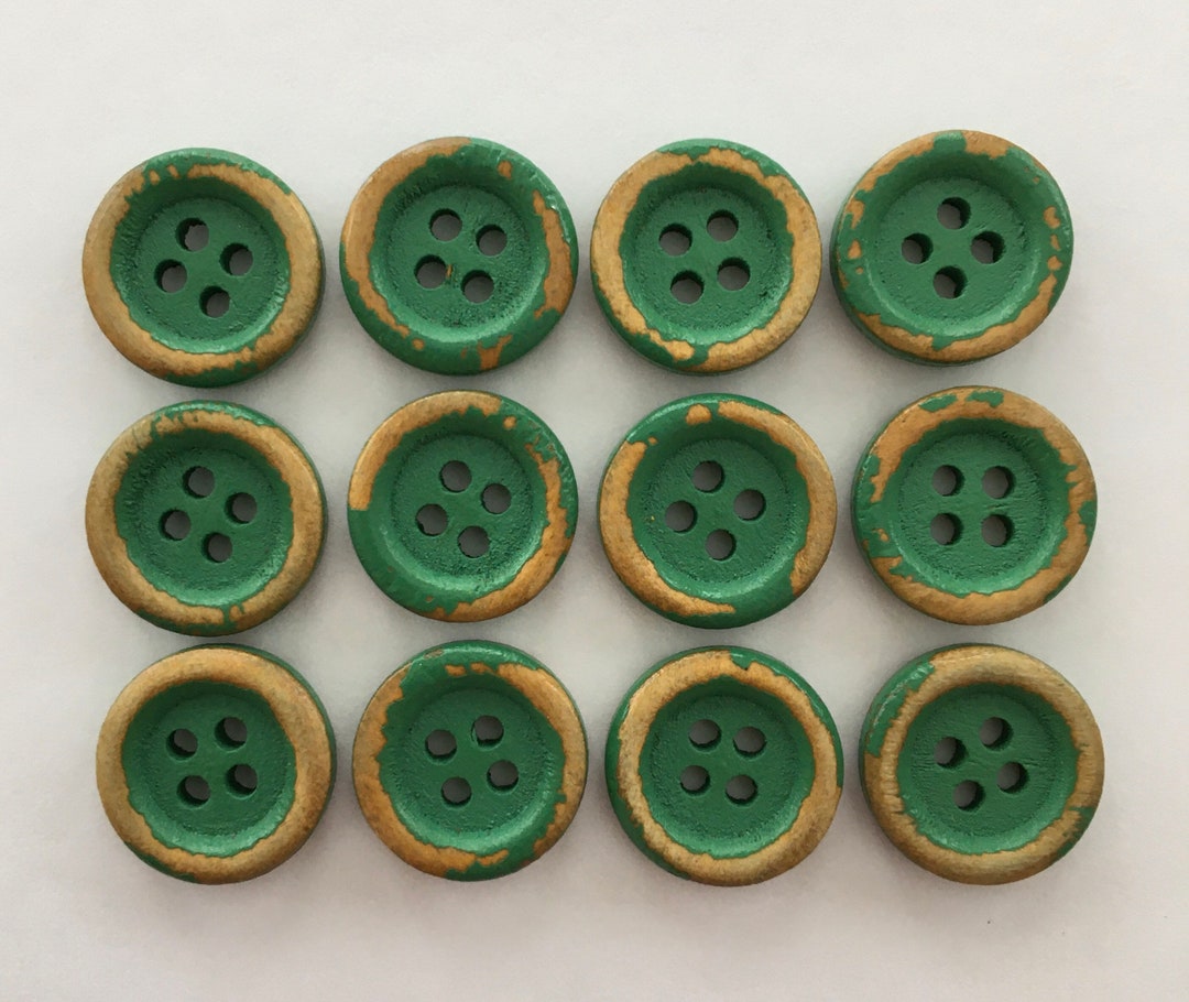 Vintage Style Buttons, Green Buttons, Sewing Supplies, Rustic Buttons ...