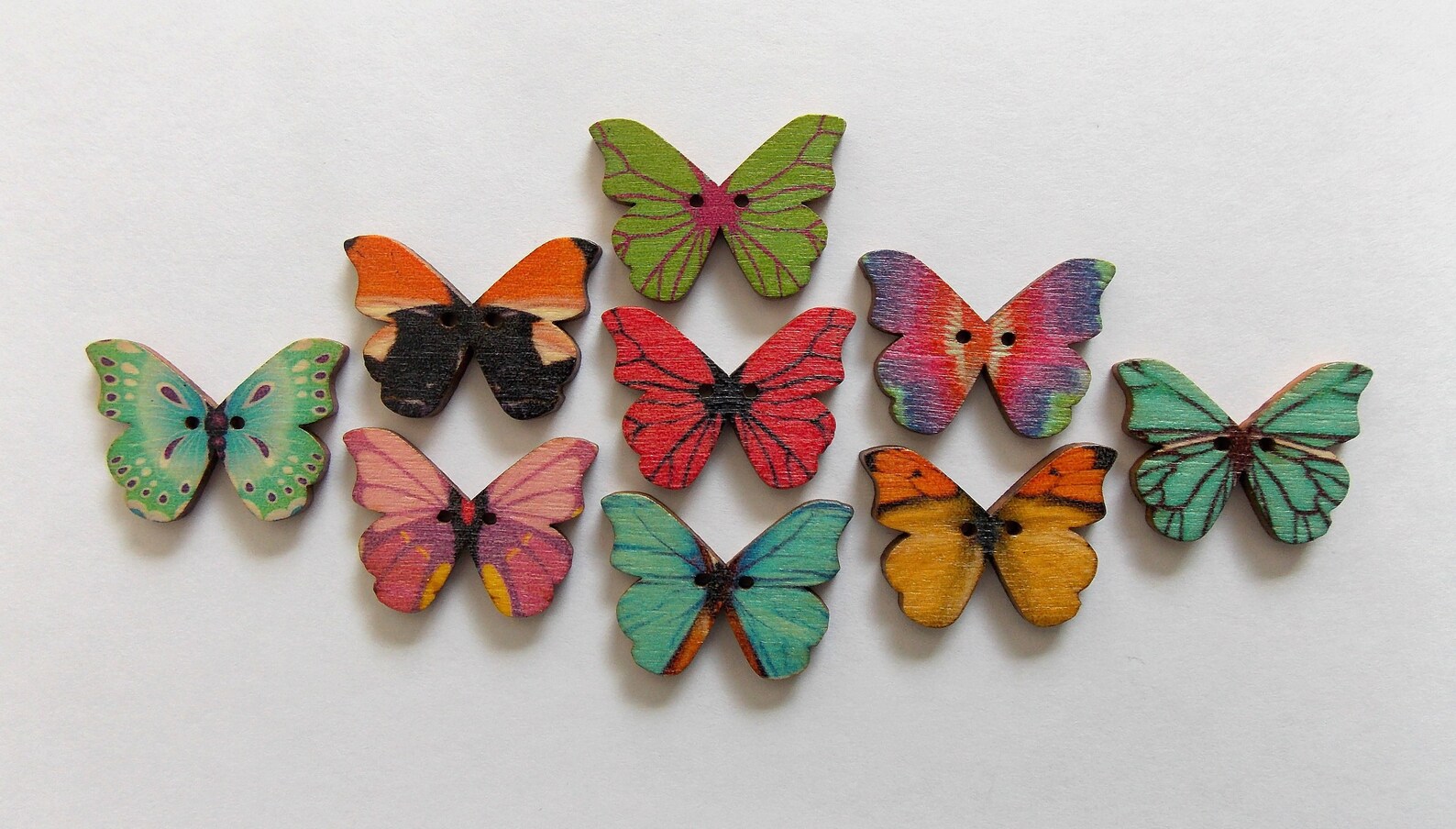 Butterfly Buttons Wooden Buttons Colourful Buttons Sewing | Etsy