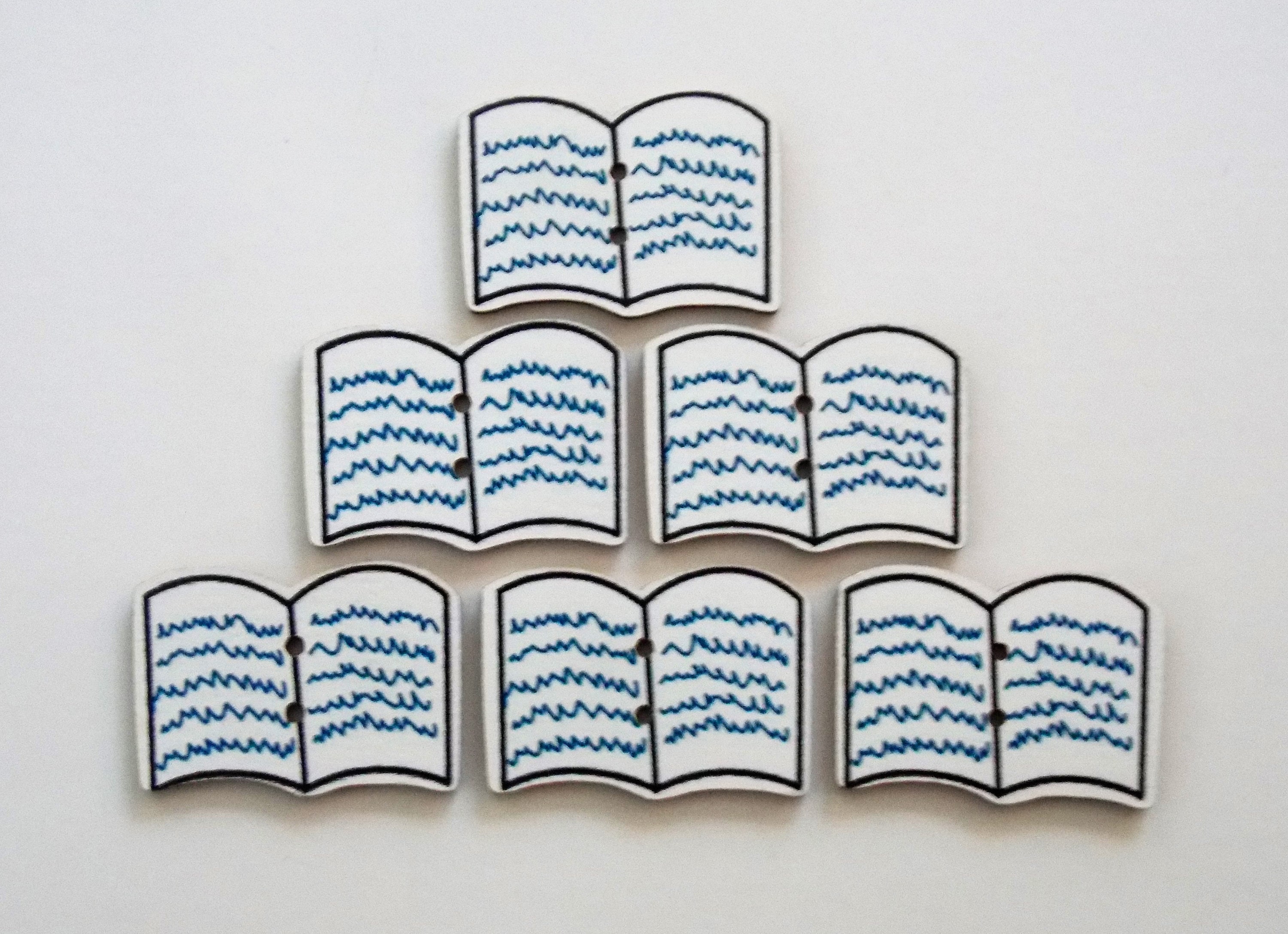 Book Buttons Wooden Buttons Reading Buttons Sewing | Etsy