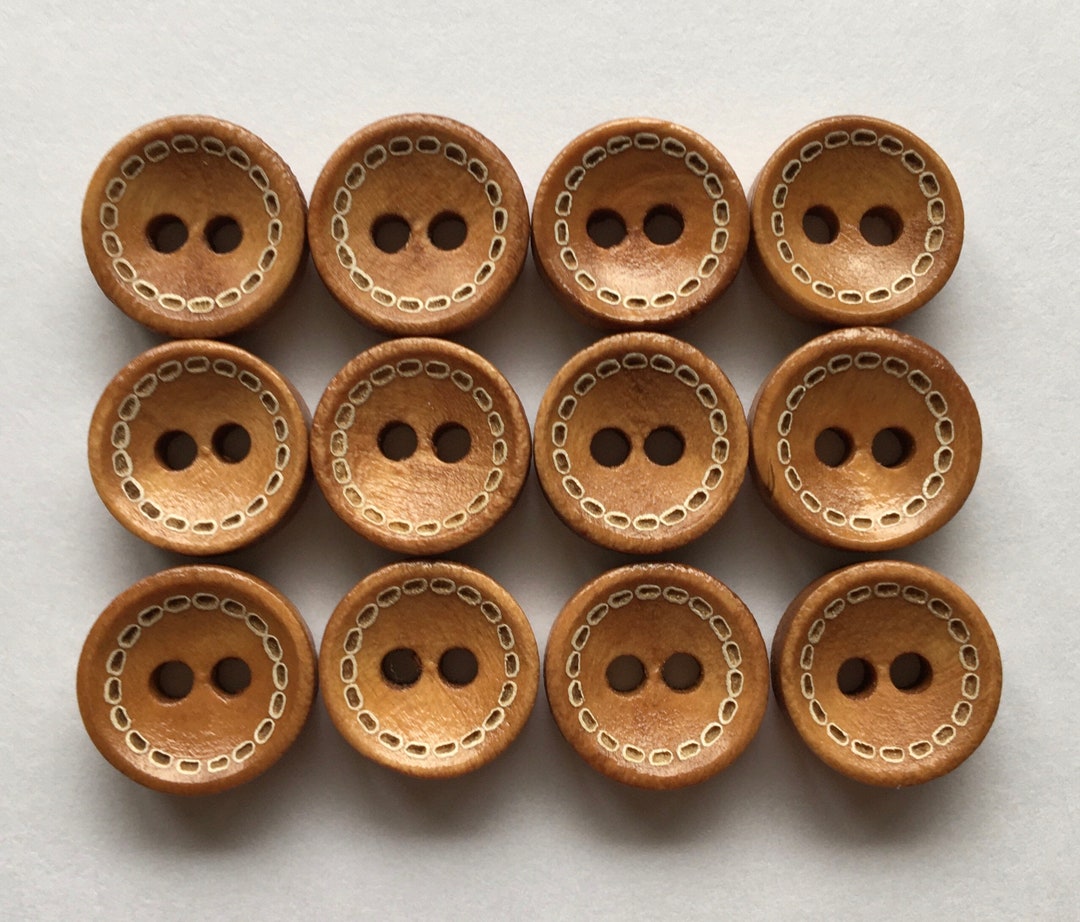 Brown Buttons, 10mm Buttons, Wooden Buttons, Rustic Buttons, Sewing ...