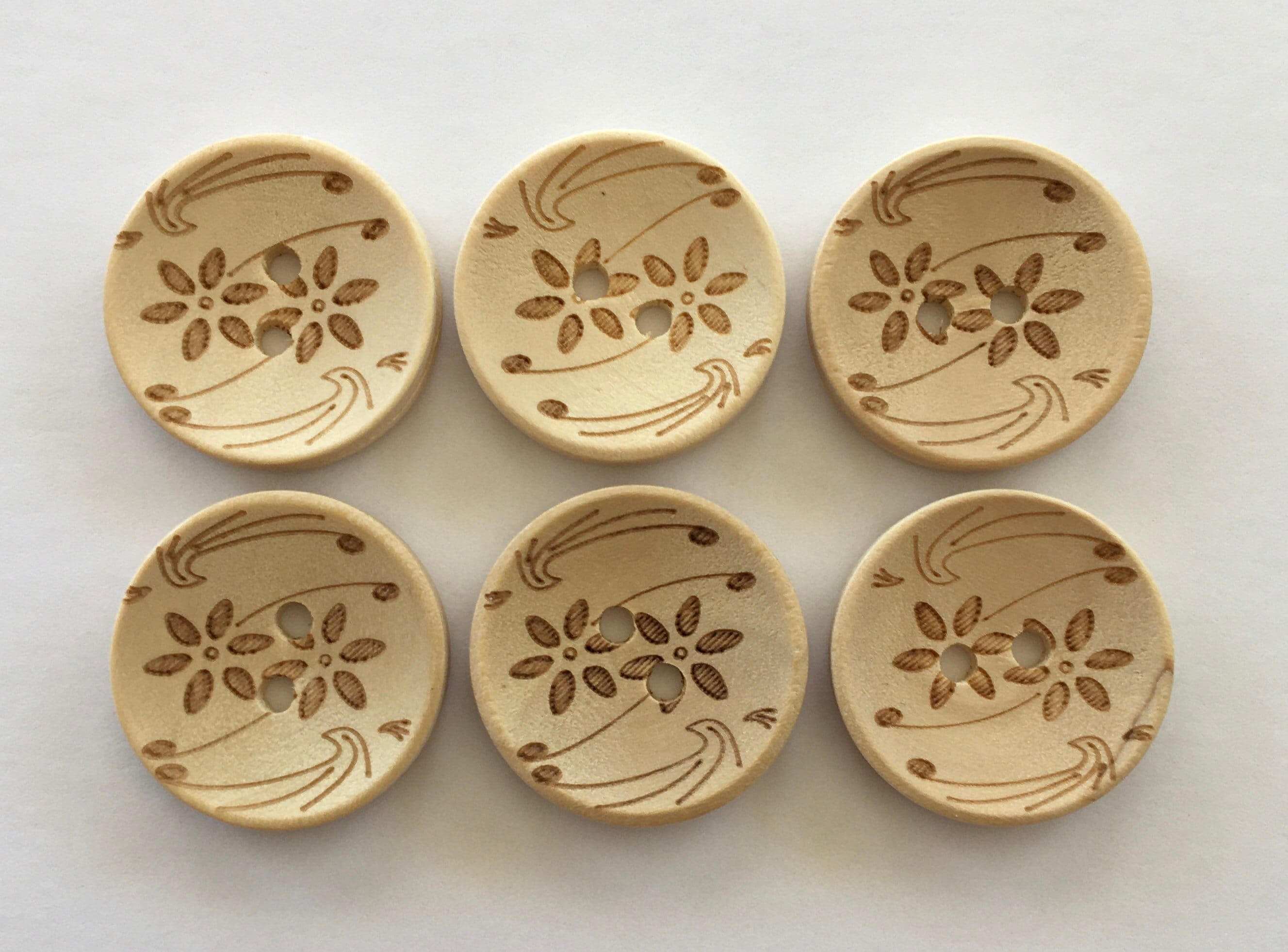 Flower Buttons Natural Buttons Rustic Buttons Wooden - Etsy