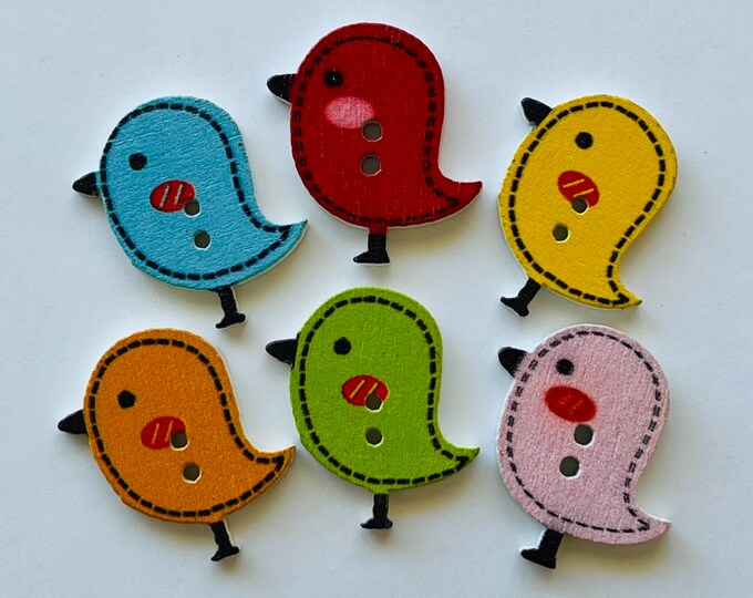 Bird Buttons, Wooden Buttons, Sewing Supplies, Birdie Buttons ...