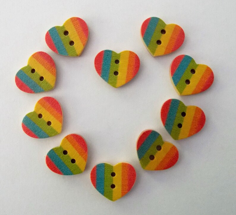 Rainbow Heart Buttons Striped Buttons Rainbow Buttons Pride - Etsy