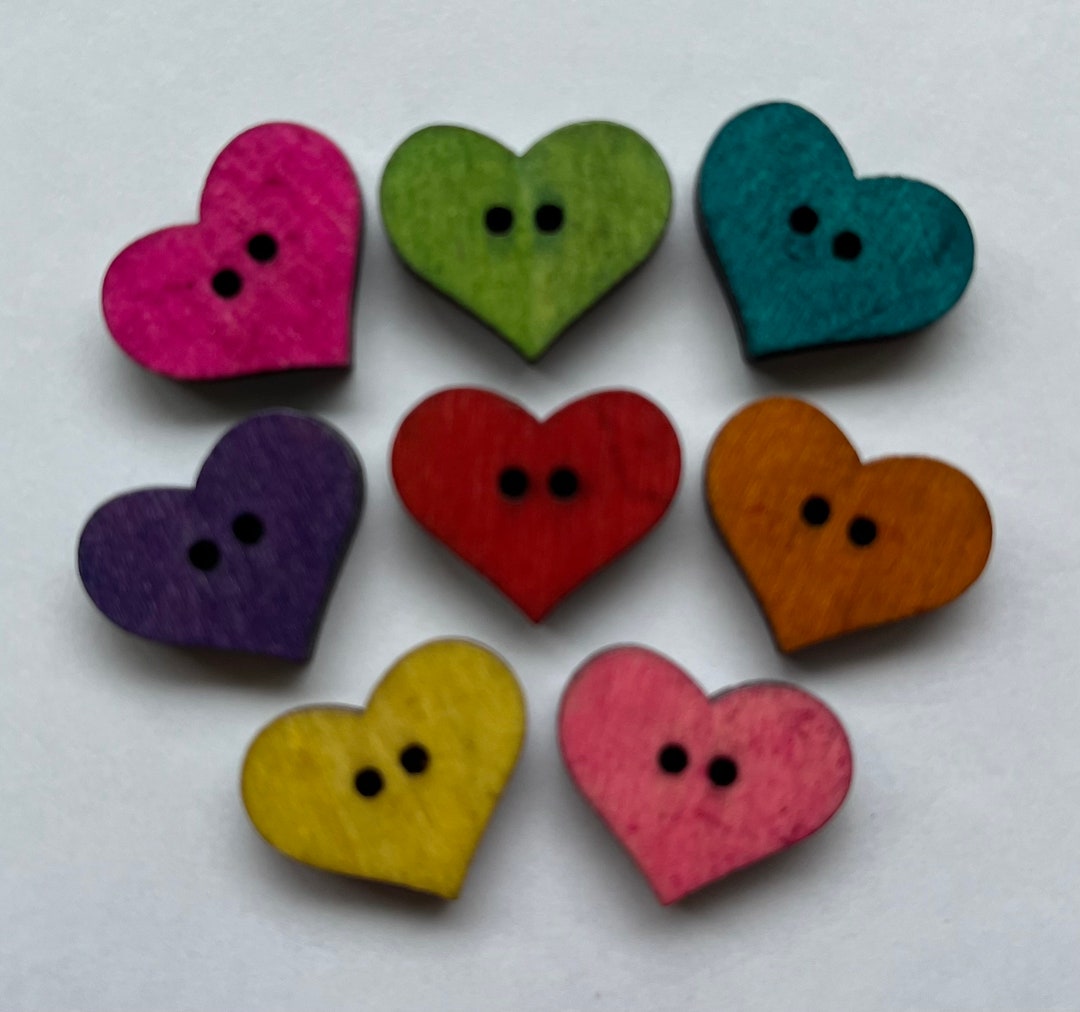 Heart Buttons, 20mm Buttons, Wooden Buttons, Rustic Buttons, Sewing ...