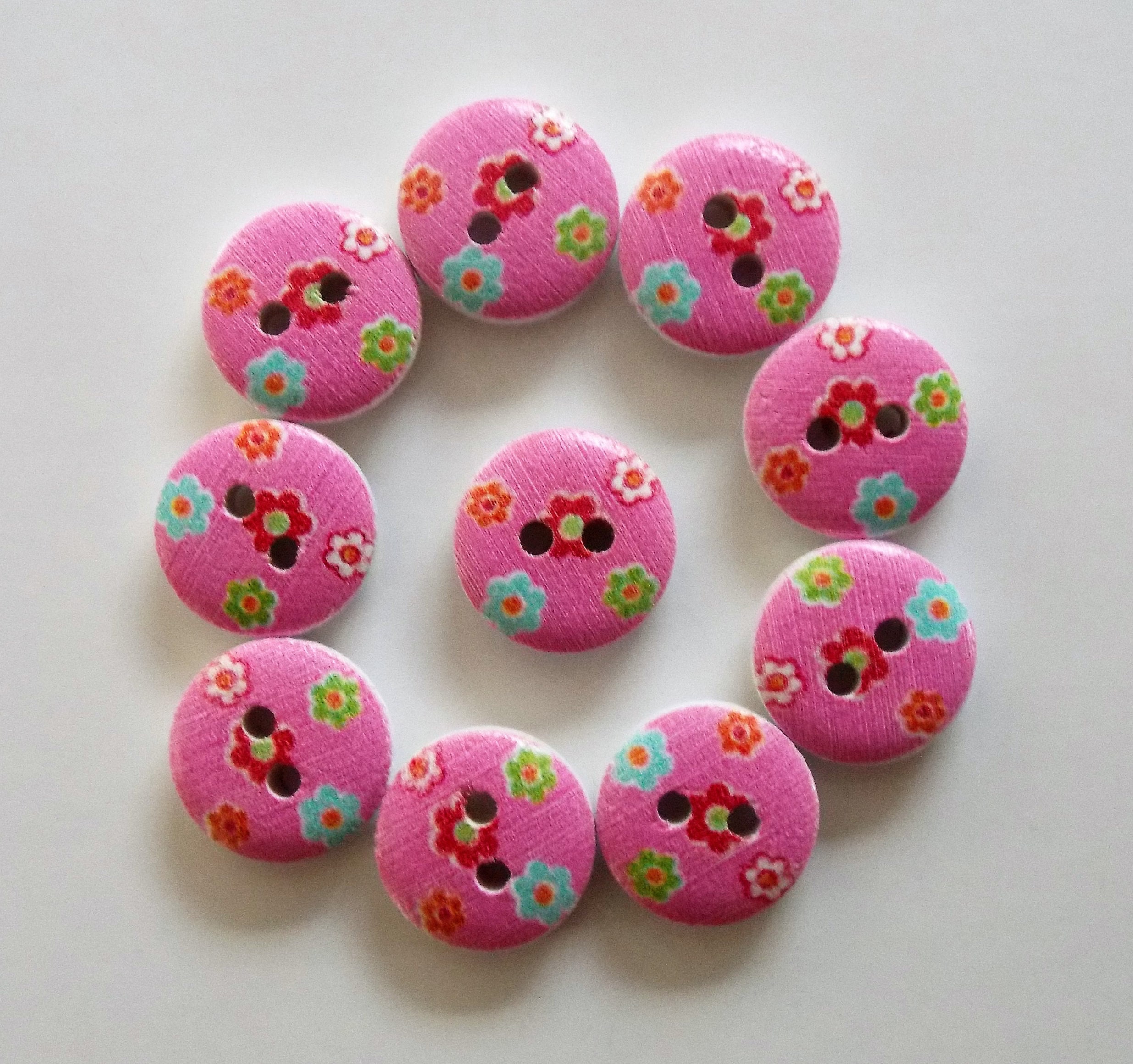 Flower Buttons Floral Buttons Pink Buttons Kids Buttons | Etsy