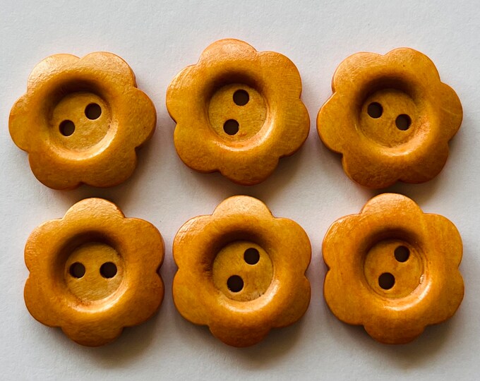 Flower Buttons, 20mm Buttons, Wooden Buttons, Sewing Supplies, Floral ...