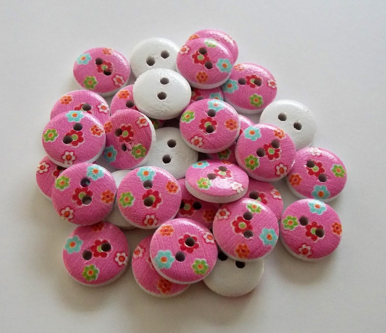 Flower Buttons Floral Buttons Pink Buttons Kids Buttons - Etsy