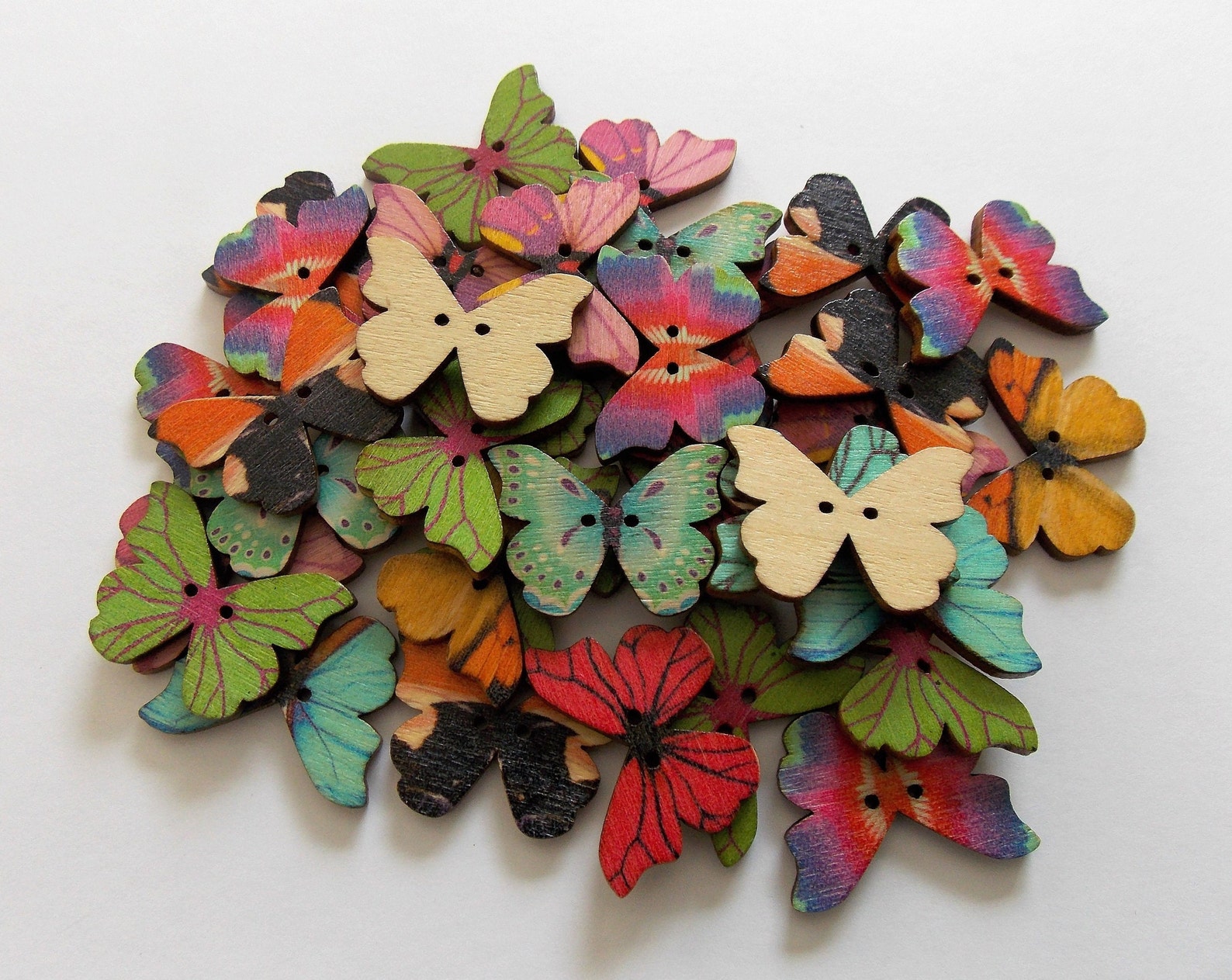 Butterfly Buttons Wooden Buttons Colourful Buttons Sewing | Etsy