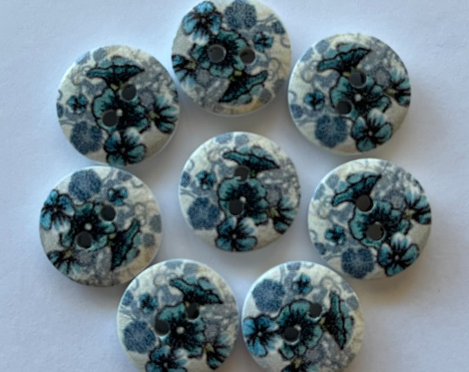 Flower Buttons, 20mm Buttons, Wooden Buttons, Sewing Supplies, Floral ...