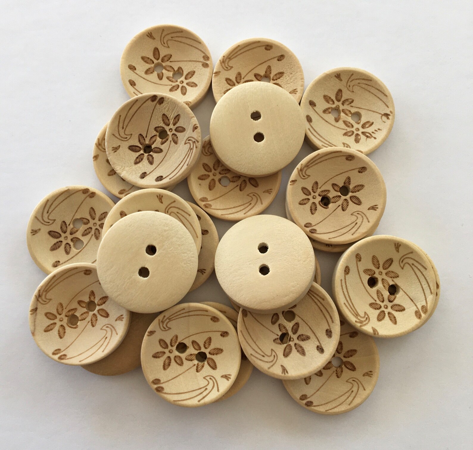 Flower Buttons Natural Buttons Rustic Buttons Wooden - Etsy