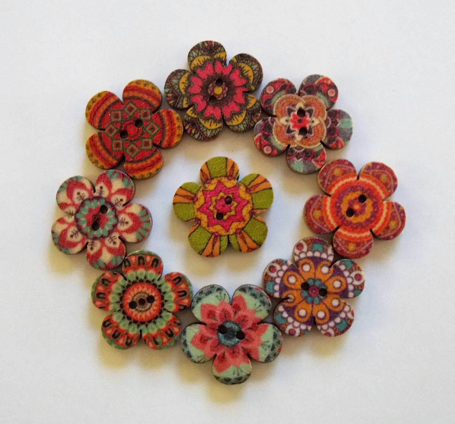 Flower Buttons Patterned Buttons Floral Buttons Bohemian | Etsy