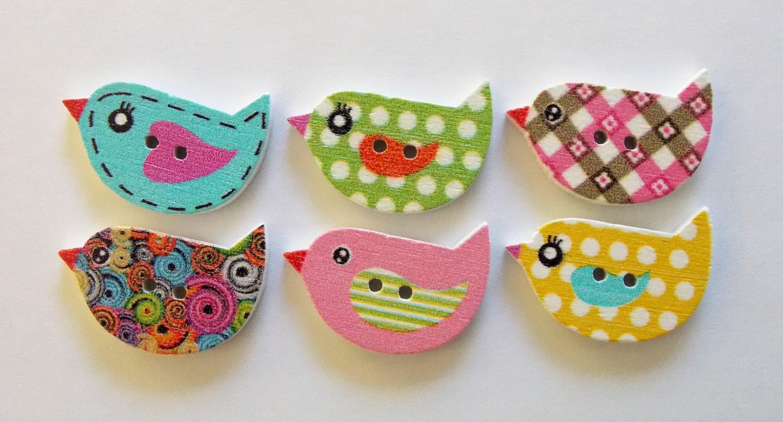 Bird Buttons Wooden Buttons Patterned Buttons Sewing - Etsy