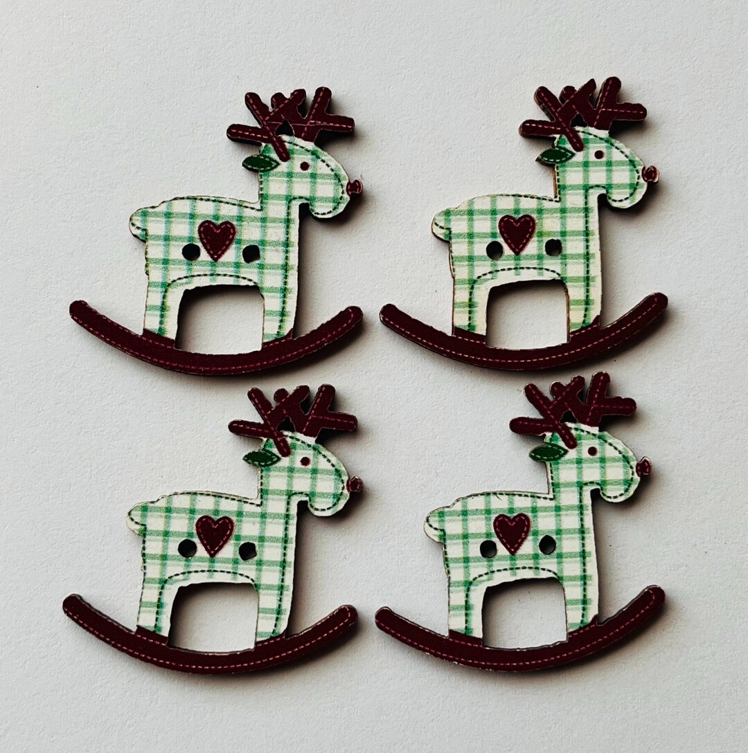 Reindeer Buttons, Rocking Reindeer Buttons, Christmas Buttons, Sewing ...