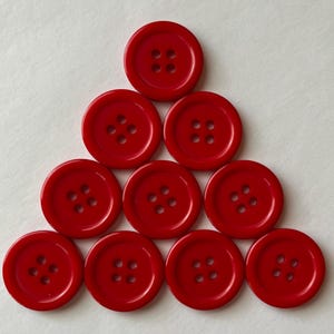 Red Buttons, 20mm Buttons, Red Resin Buttons, Sewing Supplies ...