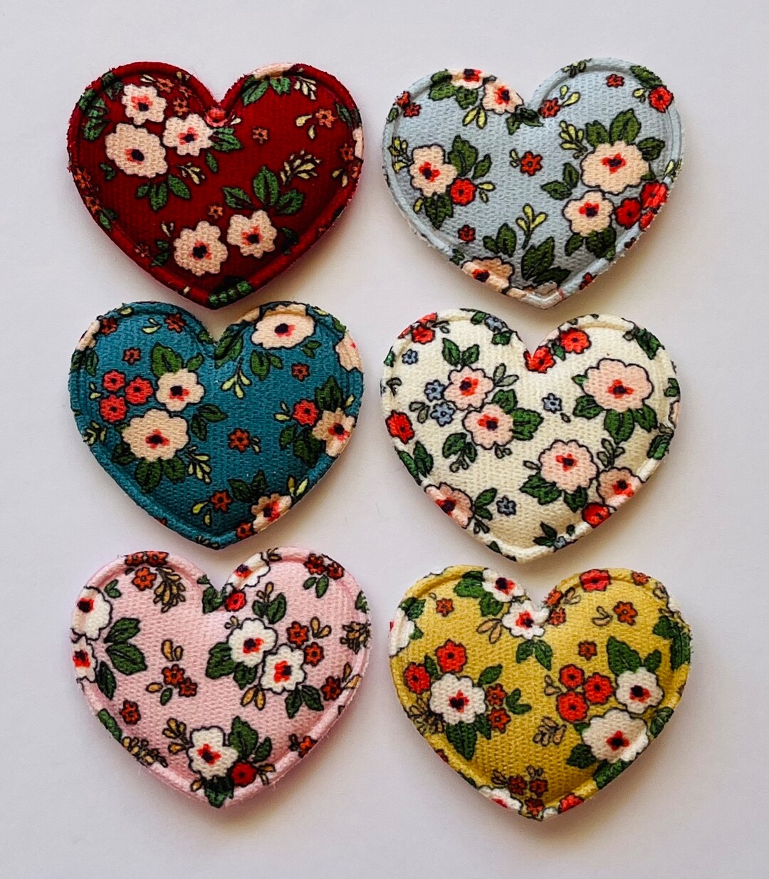 Heart Appliqués, Floral Fabric Hearts, Sew on Patches, Stitch on ...