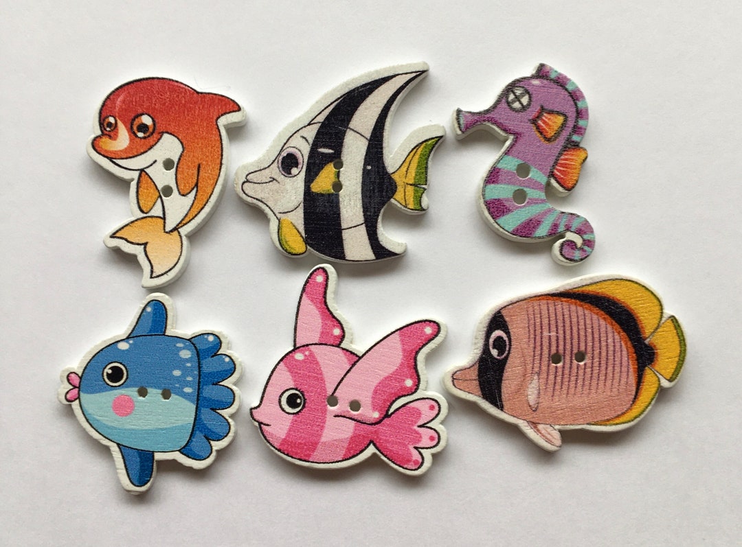 Fish Buttons, Under the Sea Buttons, Sewing Supplies, Scrapbooking ...